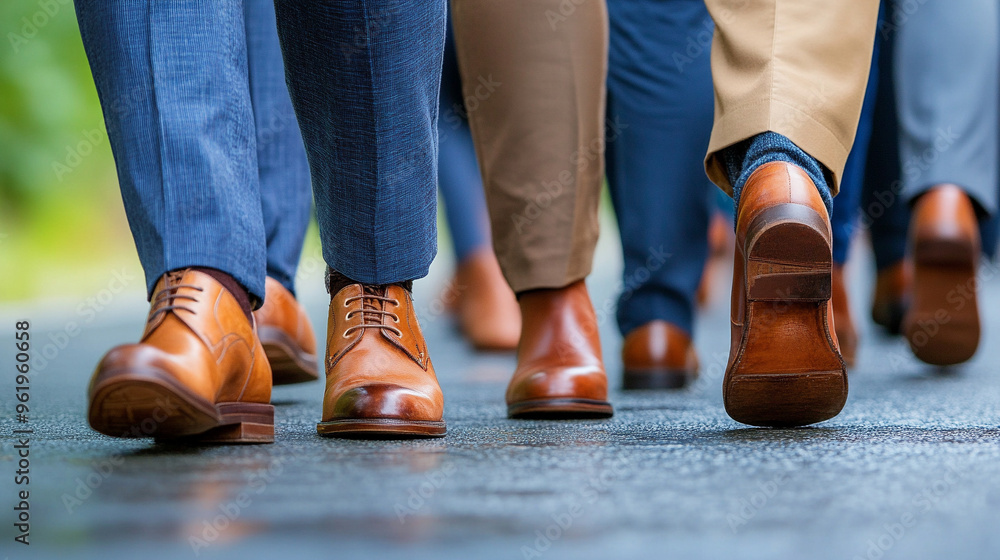 legs striding through a busy city street, with a focus on the movement ...