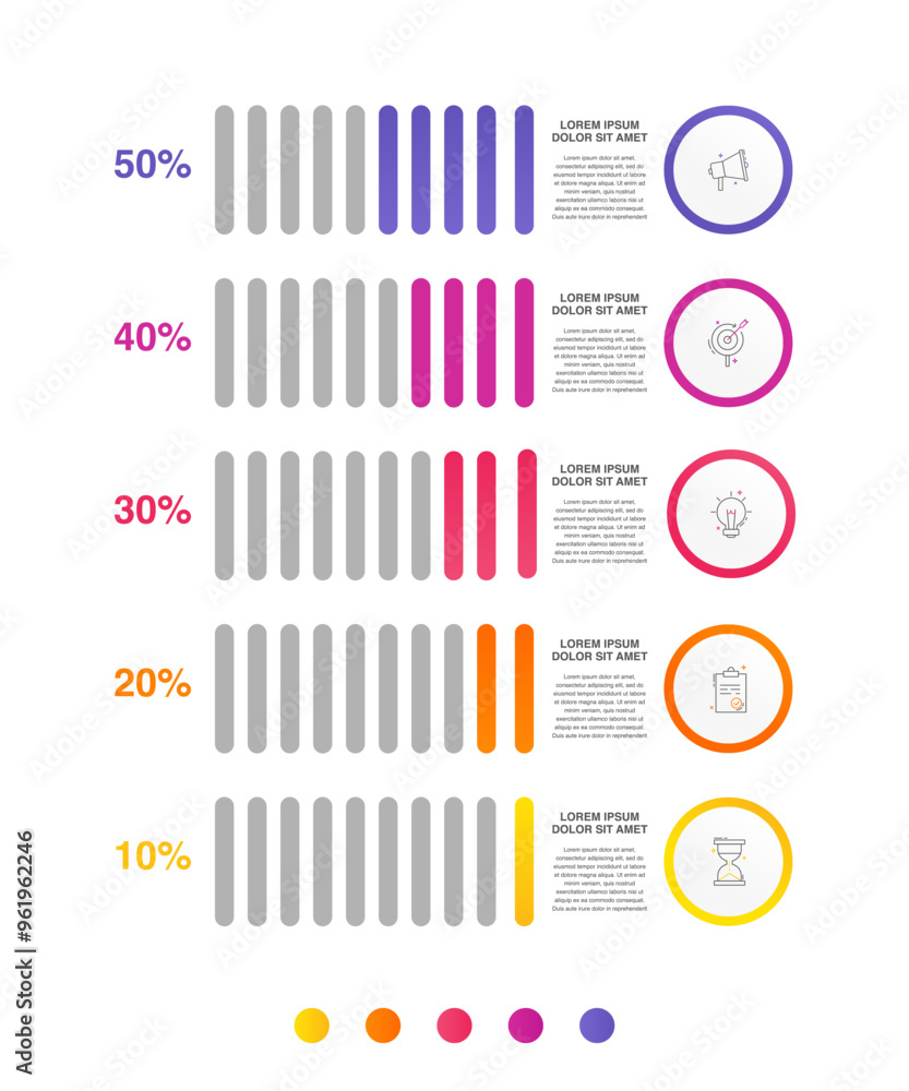 Colorful gradient bars template list. Vector modern infographic ...