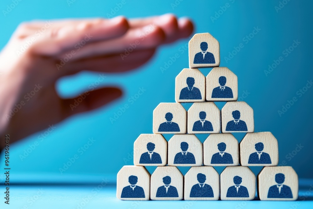 Hand Protecting Human Pyramid: A hand gently shields a pyramid of ...