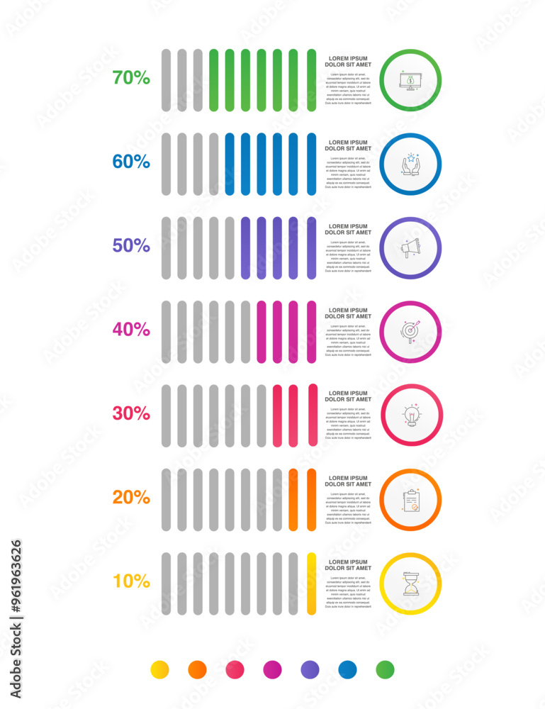 Colorful gradient bars template list. Vector modern infographic ...