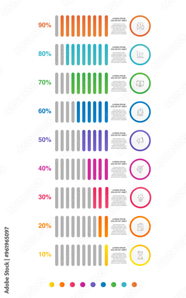Colorful gradient bars template list. Vector modern infographic ...