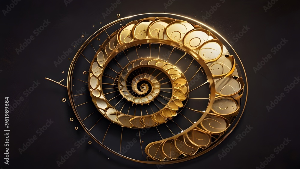 Visually pleasing golden ratio spiral with smooth curves and intricate ...