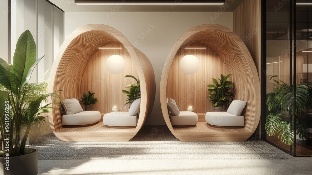 ภาพประกอบสต็อก a modern office with stress management amenities like ...