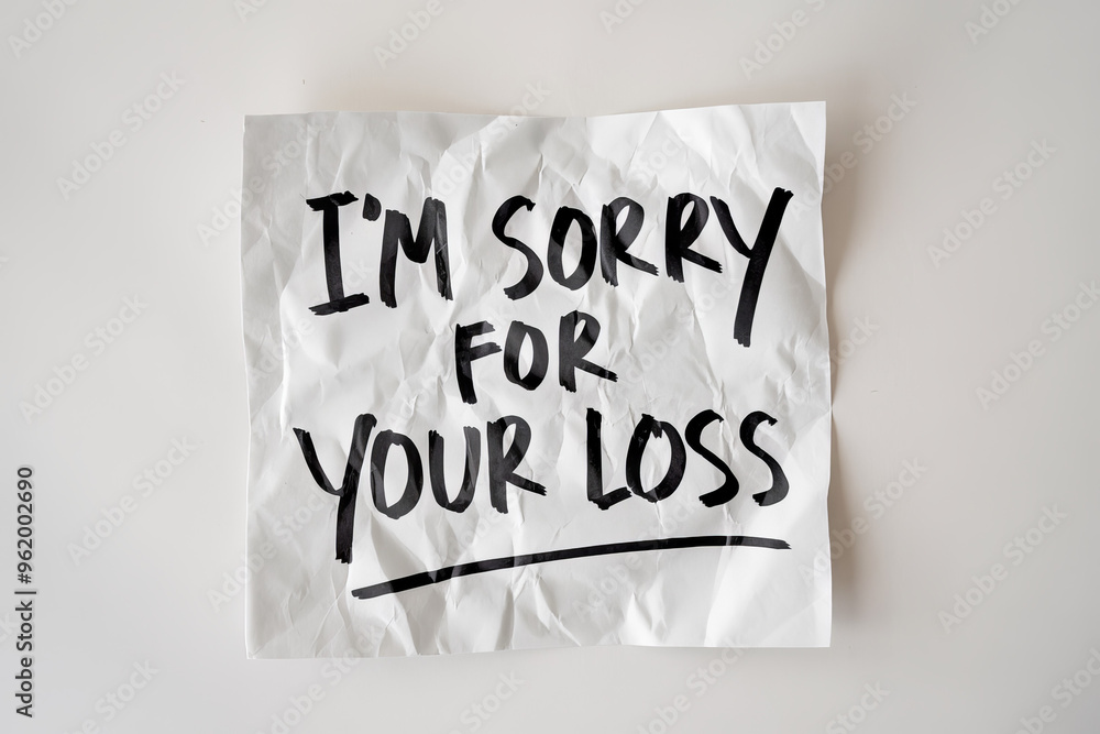 Sorry for loss note. Handwritten note expressing sympathy and ...