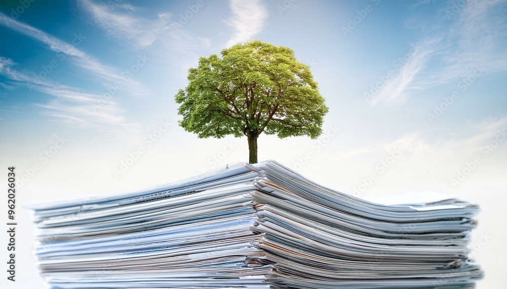 Transitioning to a Paperless Office Tree on a Heap of Paper Showing ...