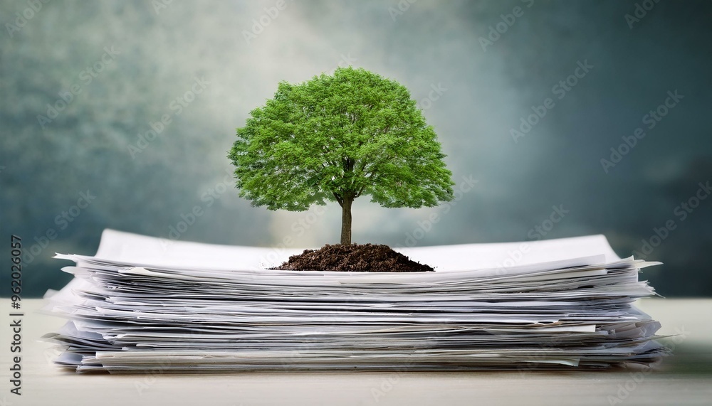 Transitioning to a Paperless Office Tree on a Heap of Paper Showing ...
