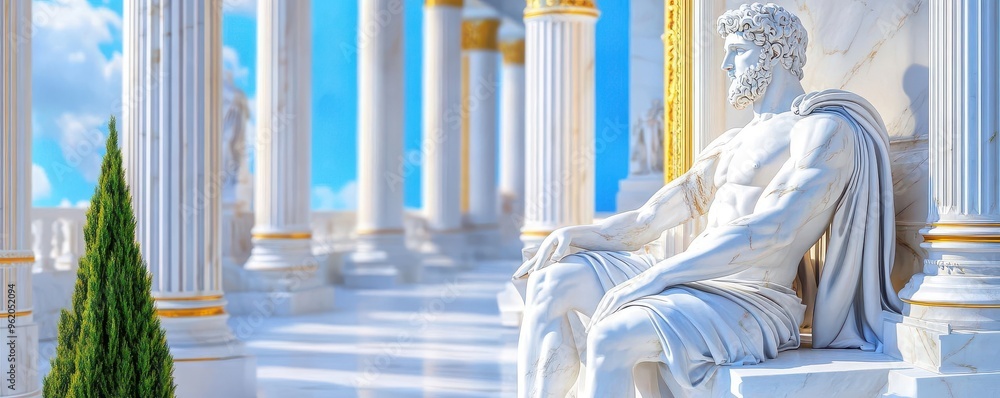 Detailed marble statue, classic Greek architecture, photorealistic ...
