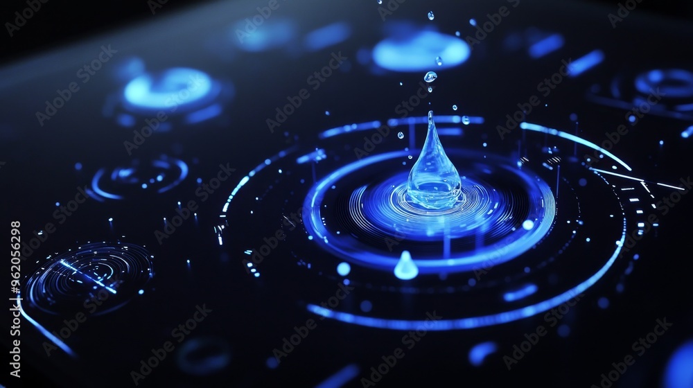 Interactive digital water drops on a holographic touchscreen ...