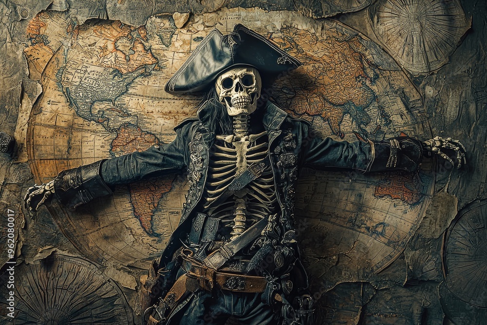 skeleton pirate captain caribbean cemetery evil Stock Photo | Adobe Stock