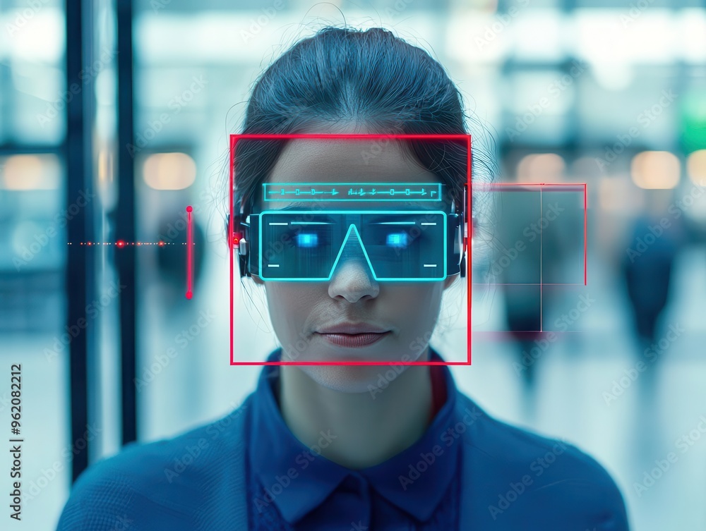 Smart facial recognition device installed at a corporate building ...