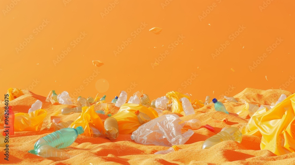 This striking image captures an orange desert landscape cluttered with ...