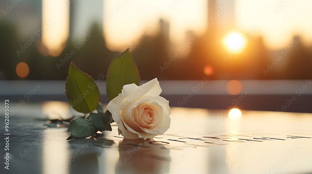 Memorial Reflection at Ground Zero - White Roses Honor Victims with Freedom Tower in Pool ...