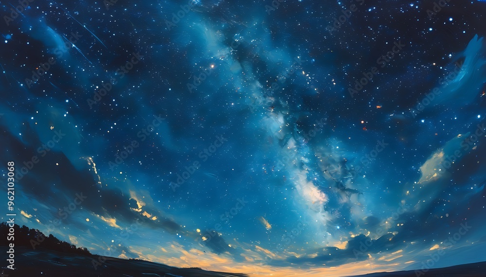 The stars twinkle in the night sky and the stars flow, giving people ...