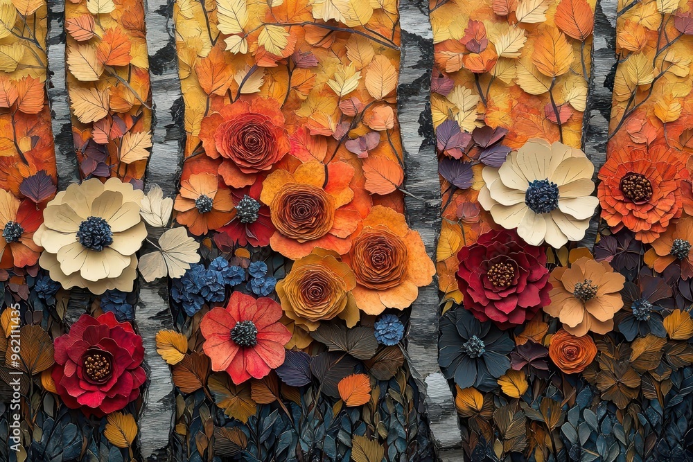 natureinspired paper collage depicting changing seasons intricate ...