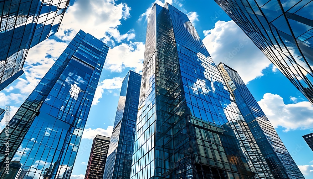 The spectacular scene of intertwined high-rise buildings in modern ...