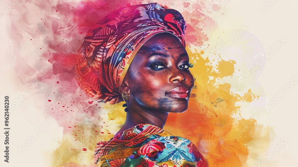 vibrant portrait of a young nigerian woman in traditional cultural ...