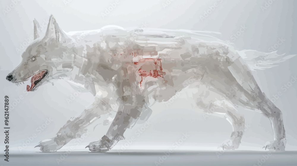Digital Illustration of a dog with blood on its body and bones Stock ...