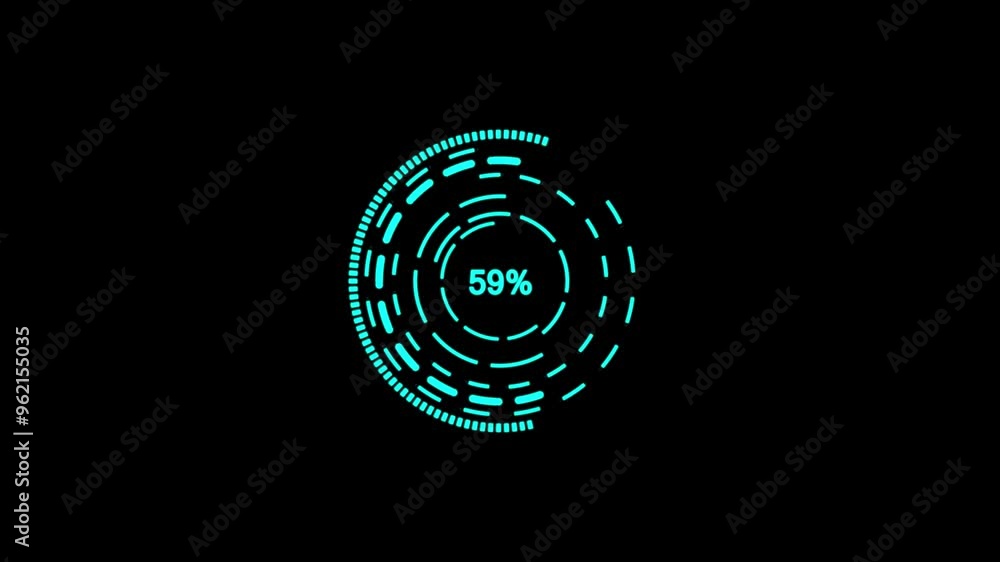 Rotating elements and numbers in futuristic digital interface,data processing animation ...