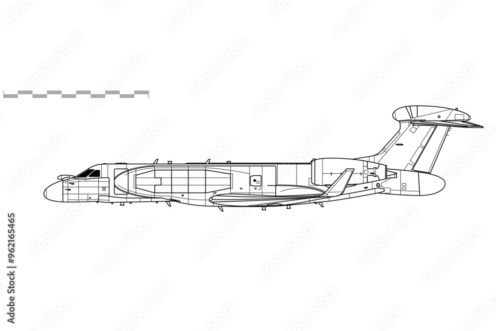 Gulfstream EA-37B Banshee. EC-37B. Vector drawing of electronic attack ...