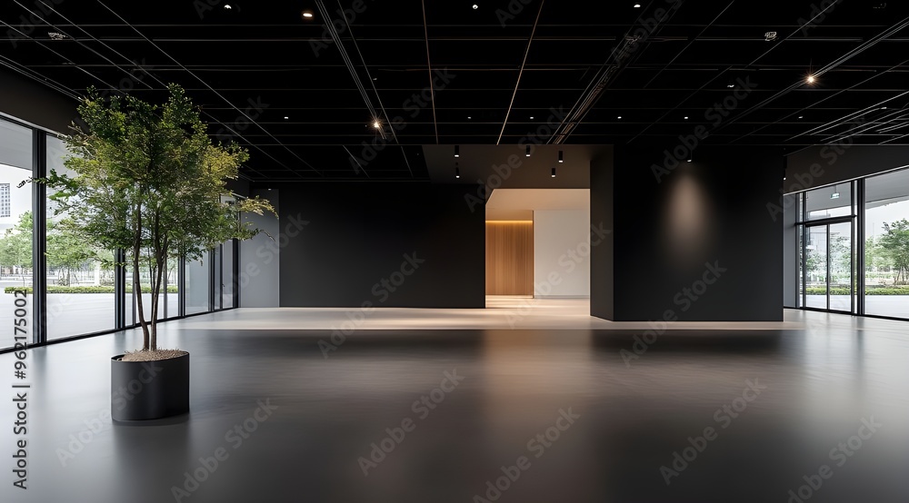 Space measuring 500 square meters, open layout, industrial design, with ...