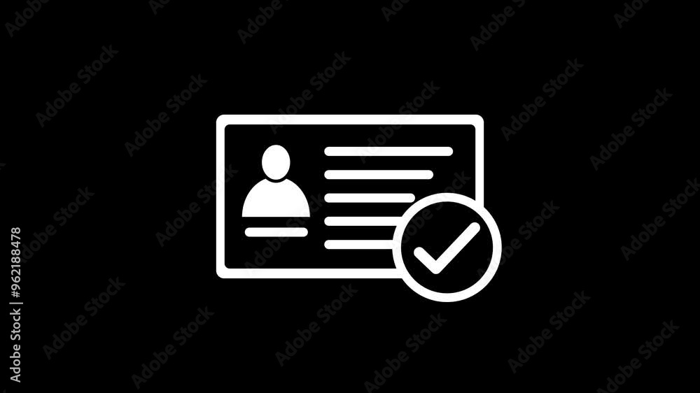 Personal data check with chick icon animation. identification card with ...
