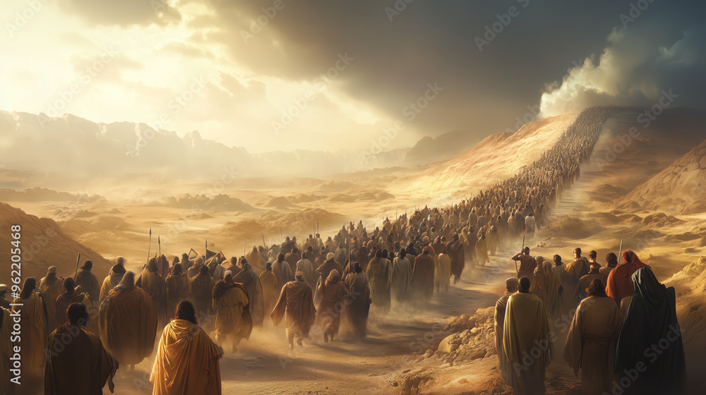 Massive Exodus of Israelites Led Through the Desert After Liberation ...