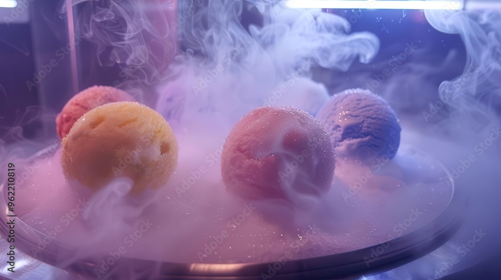levitating spheres of colorchanging ice cream with edible holographic ...