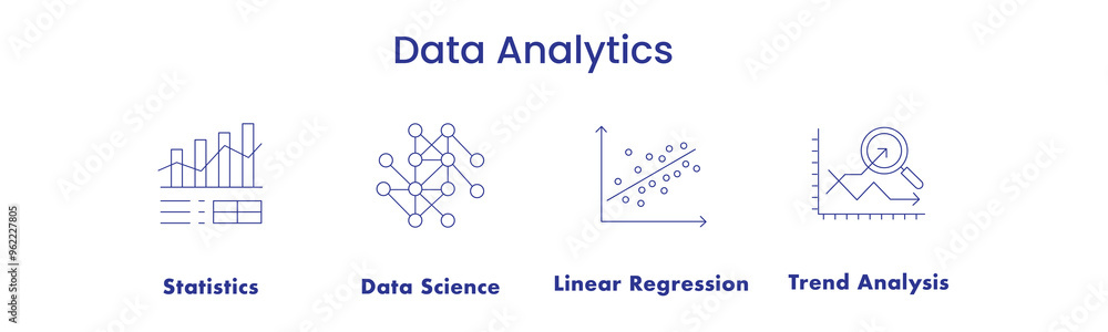Data Analytics. Icons included: Data Analytics, Data Science, Linear ...