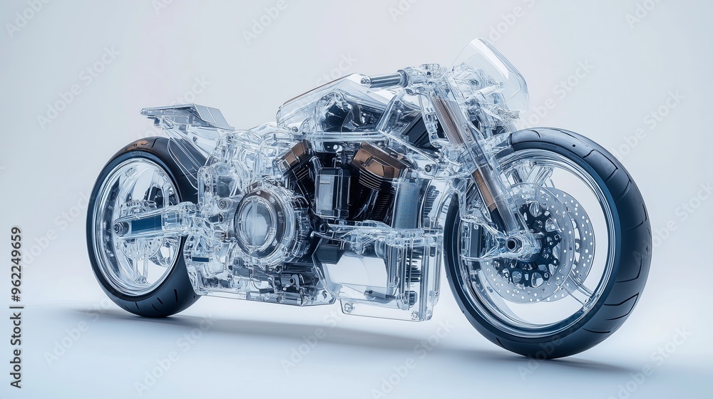 realistic of a modern motorcycle with semi transparent features ...