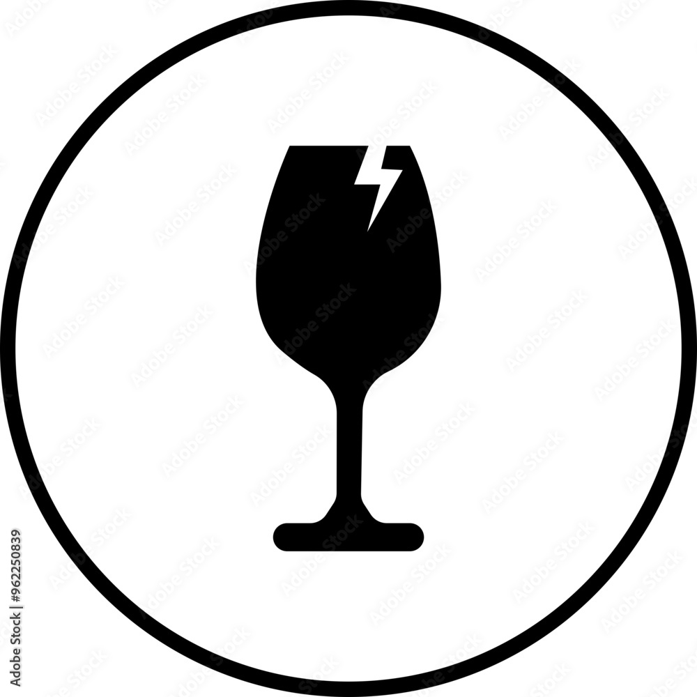 Packaging Sticker fragile handle with care icon. warning label, fragile label with broken glass ...