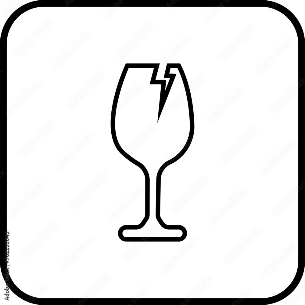 Packaging Sticker fragile handle with care icon. warning label, fragile label with broken glass ...