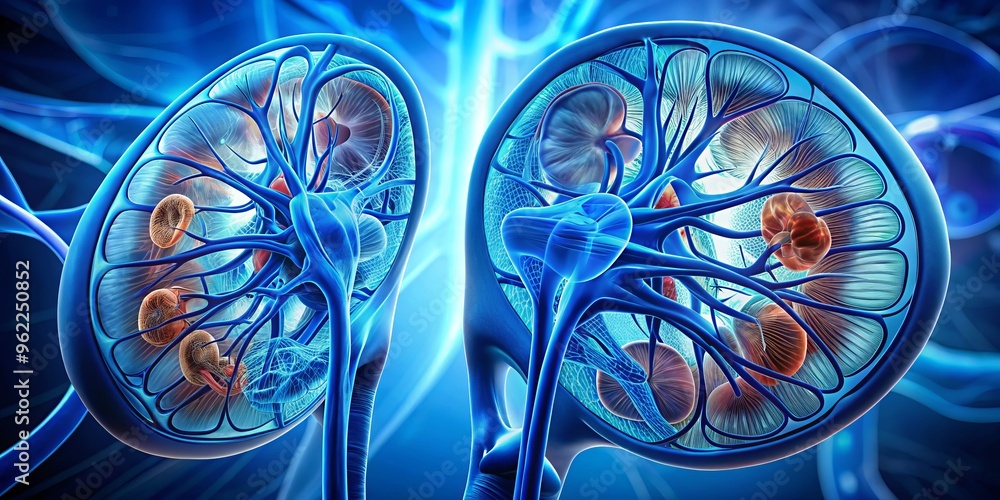kidney anatomy structure detailed illustrations 3D models rendered in ...