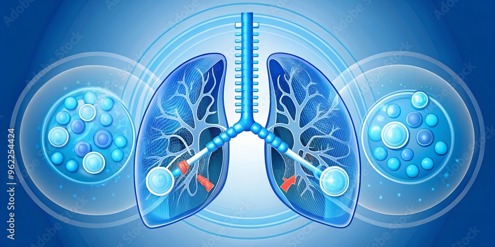 ภาพประกอบสต็อก lung function diagram airflow illustration blue circle ...