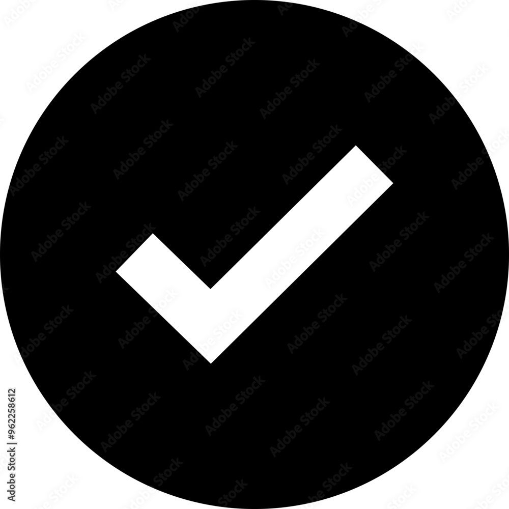 Check mark icon in flat Black tick icon vector for apps and website ...
