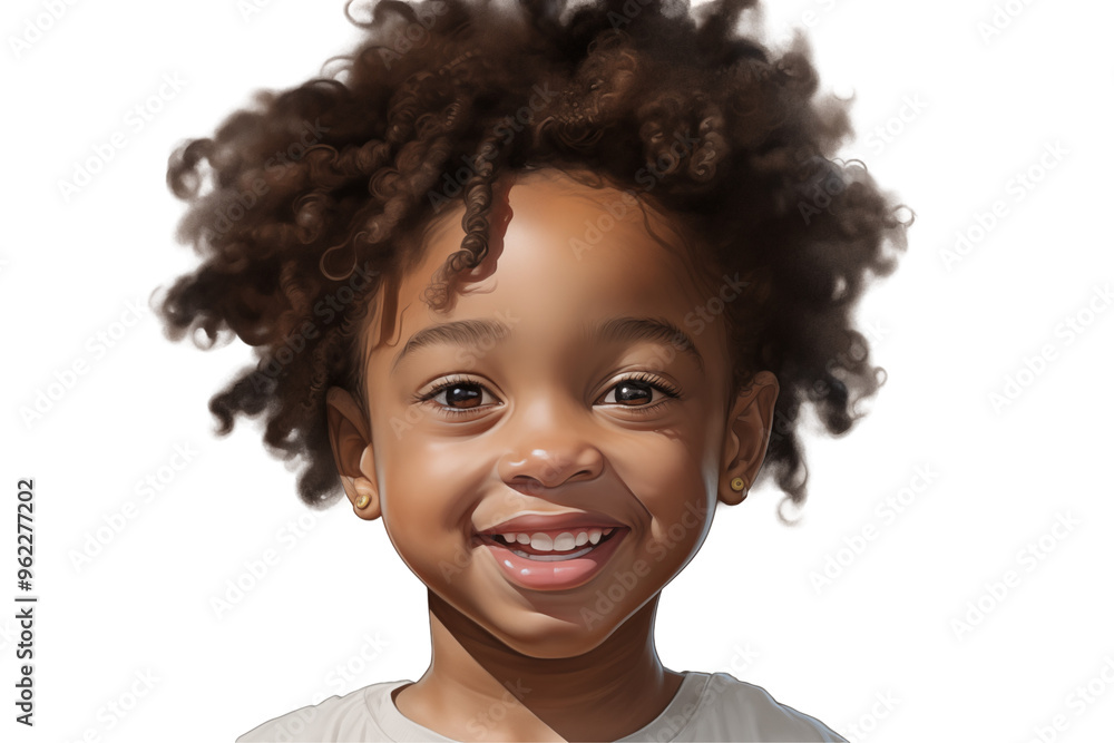 Young black girl smiling on transparent background. PNG cut out. Vector ...