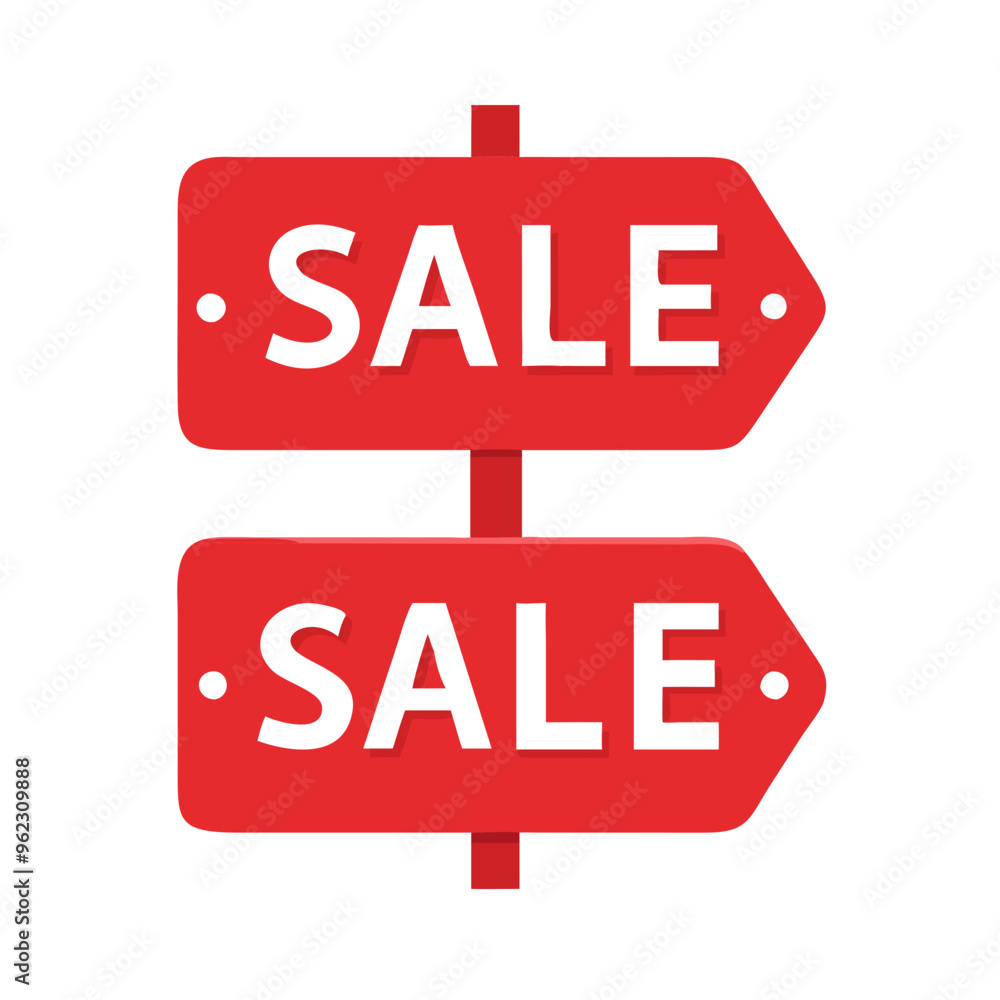 two red arrow-shaped signs pointing in opposite directions, one above ...