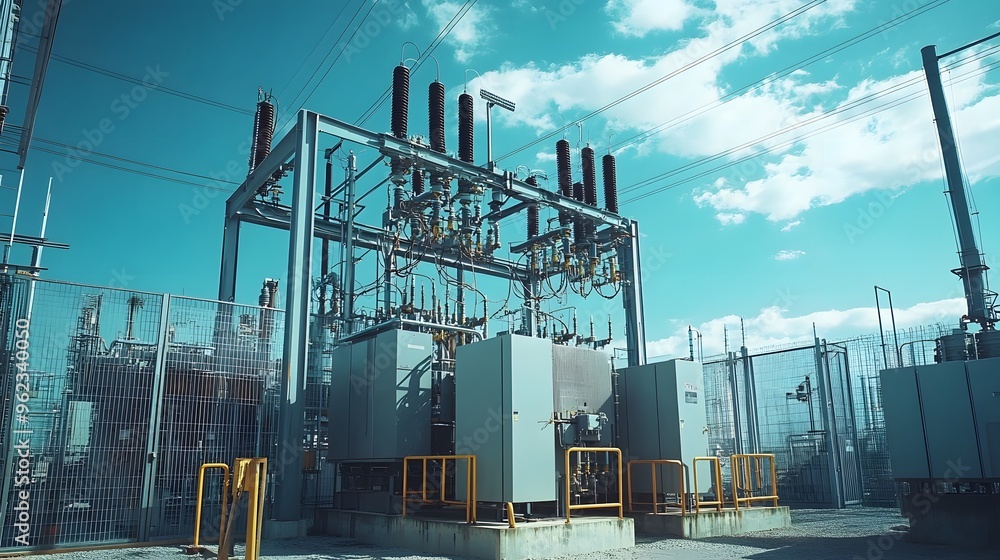 Electrical Substation An industrial substation with transformers ...