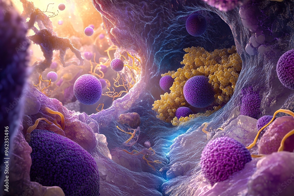 Medical background. Cells of a living creature close-up. Health and ...