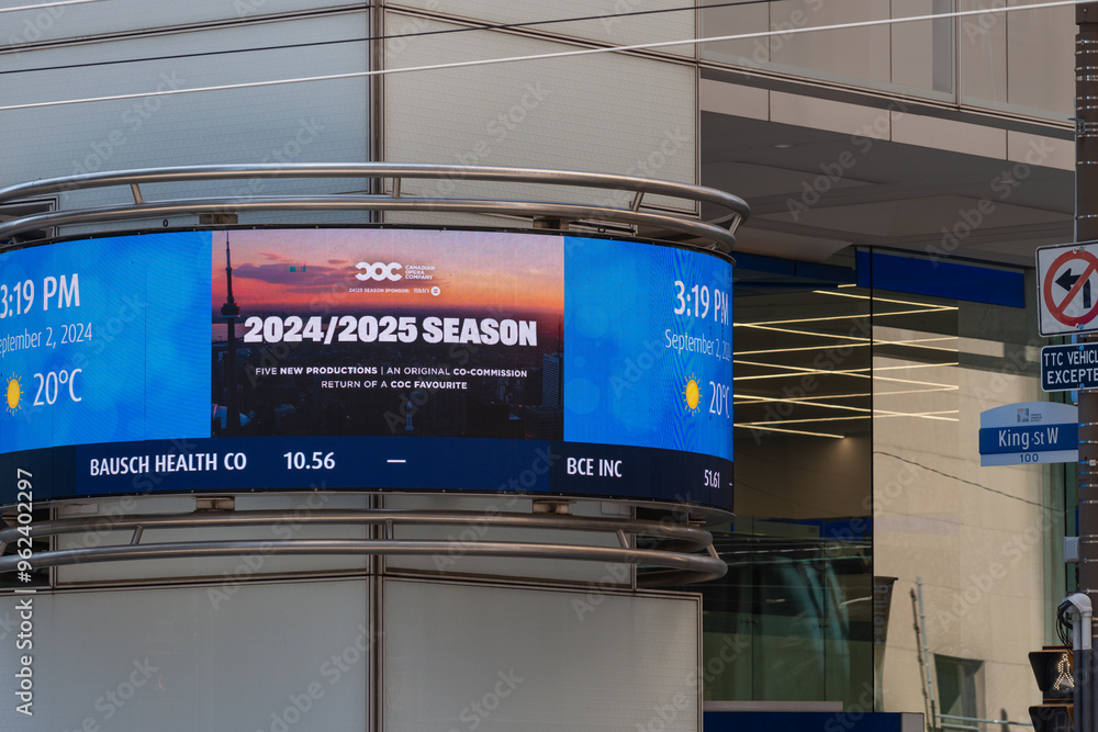 ring LED billboard installed at the northwest corner of King St W and ...