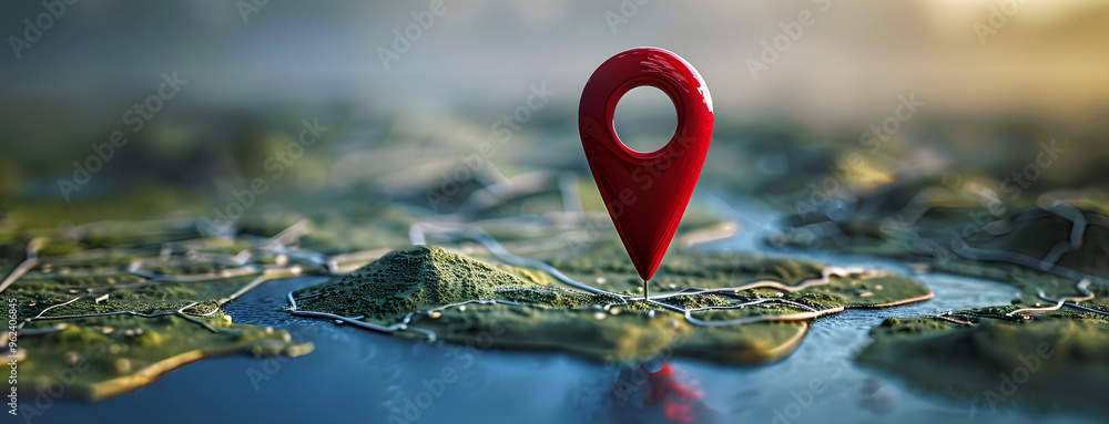 Animated 3D game sprite of a rotating locator pin used for map ...