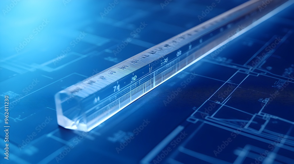 Conceptual image of a clear see through ruler placed on top of a ...
