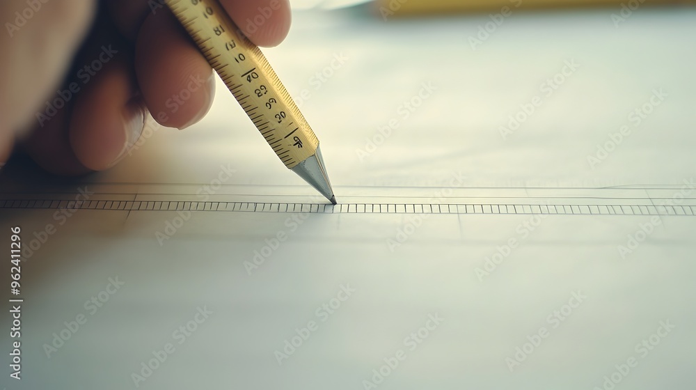 Conceptual image showcasing the use of a ruler to draw precise straight ...