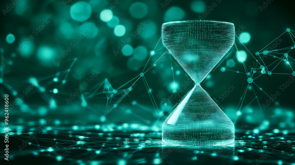 An abstract digital sandglass, a symbol of time, eternity, time passing ...