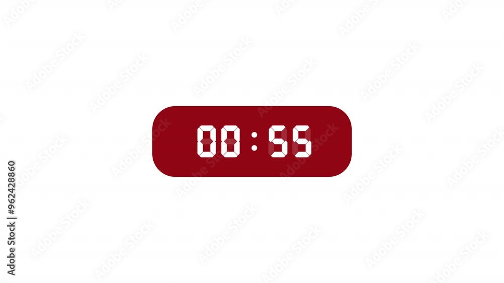 Digital numbers deadline of one minute with transparent background, 1 ...
