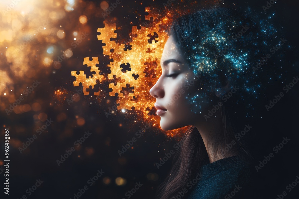 Neuroanatomy Neural function Conceptual image of a womans head ...