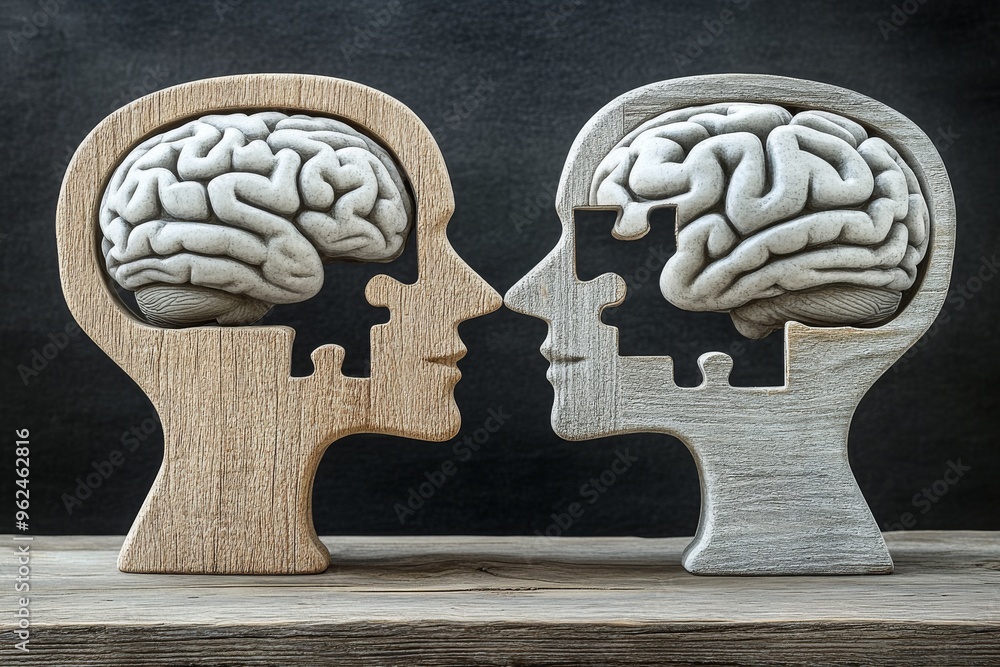 Neural dynamics Cerebral function Conceptual wooden sculptures of human ...