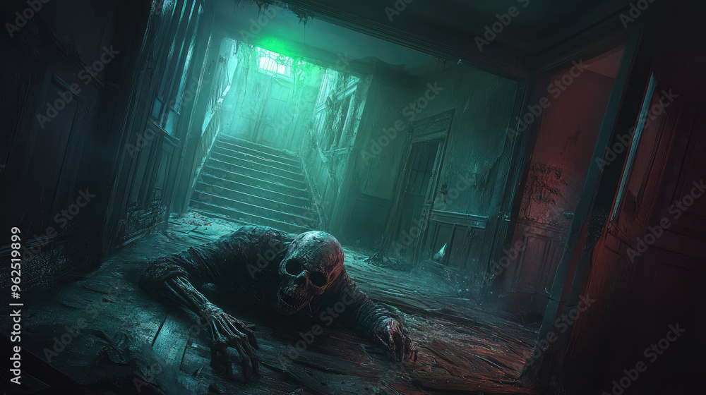 A monstrous undead creature with half its skull exposed, crawling ...