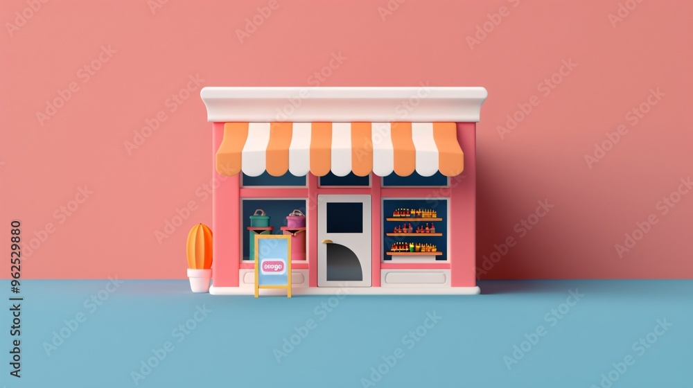 158. Elegant 3D rendering vector of a shop icon, with realistic details ...