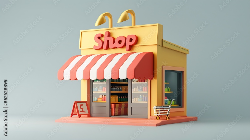 158. Elegant 3D rendering vector of a shop icon, with realistic details ...
