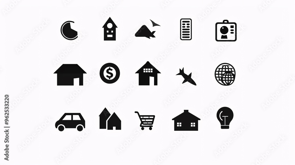 36. Pack of simple white icons in HD animation representing various ...